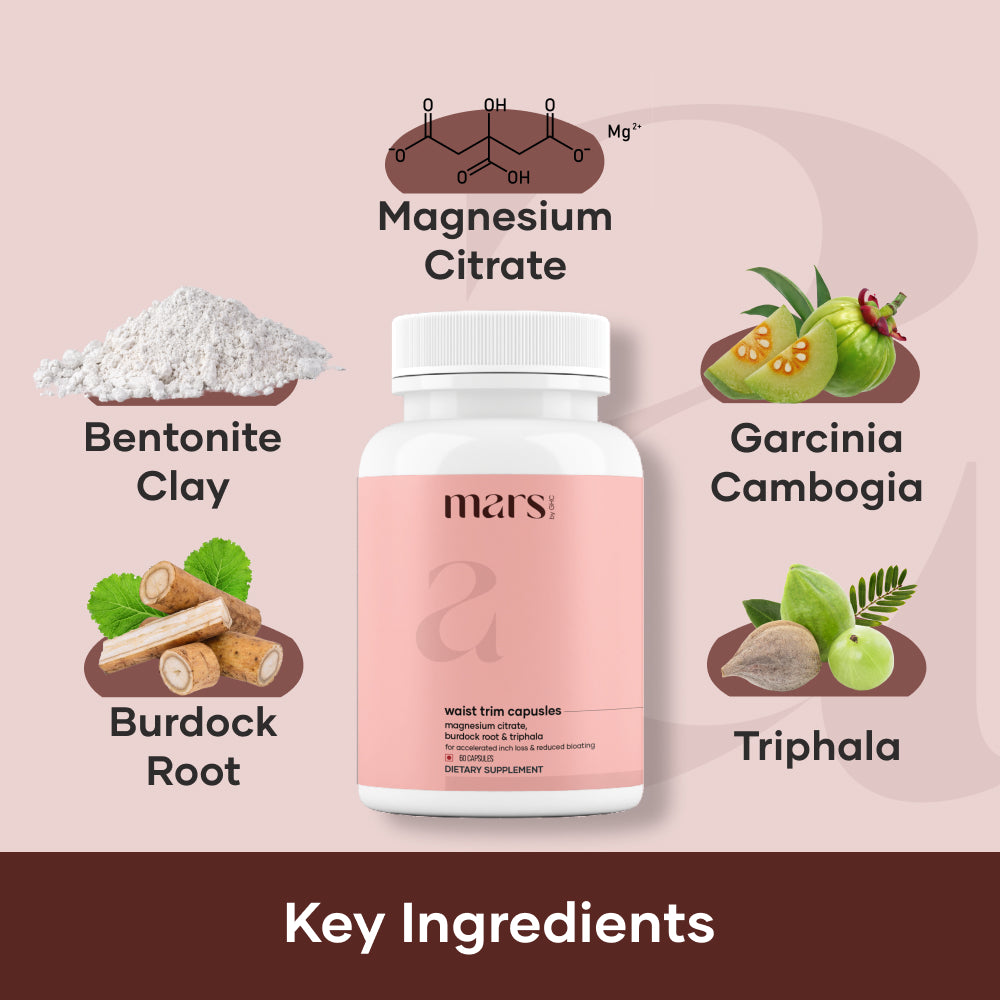 Mars Waist Trim Capsules : Powered With Magnesium Citrate, Bentonite C