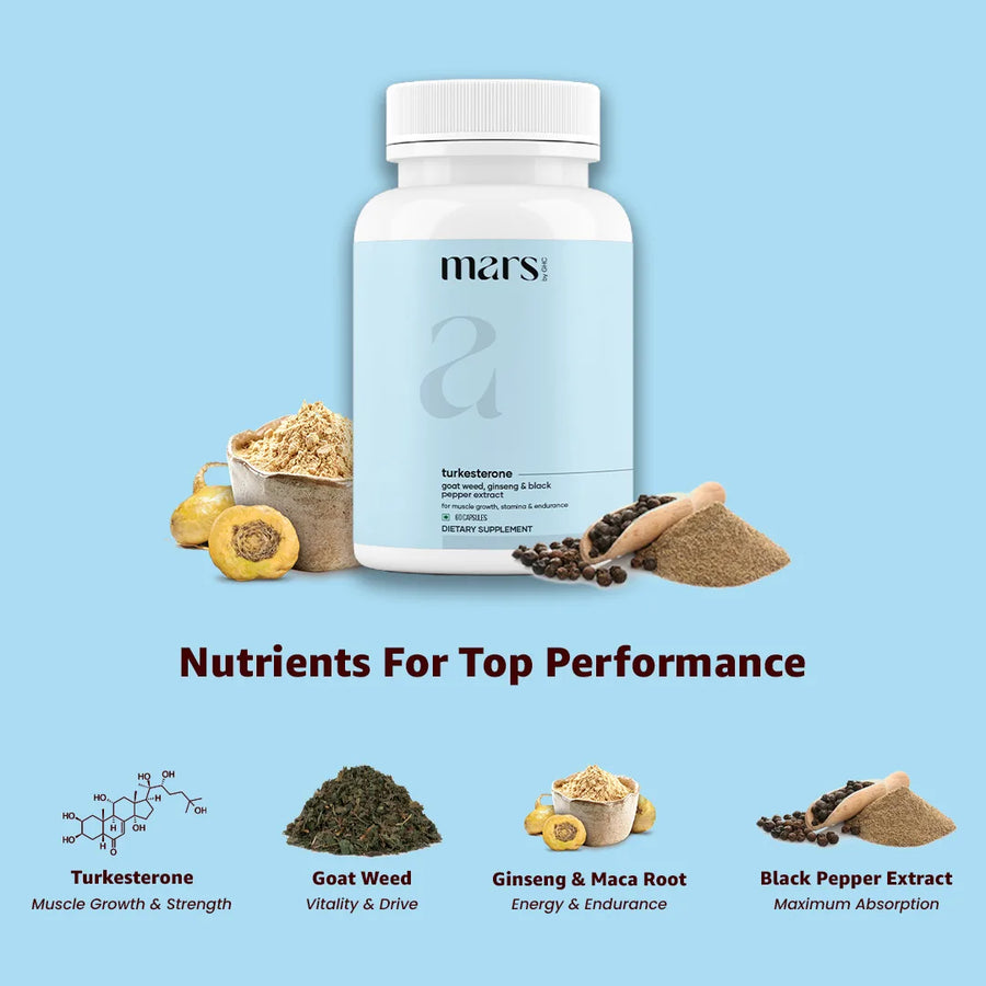 Turkesterone Capsules for Testosterone & Strength | Mars – Mars By GHC