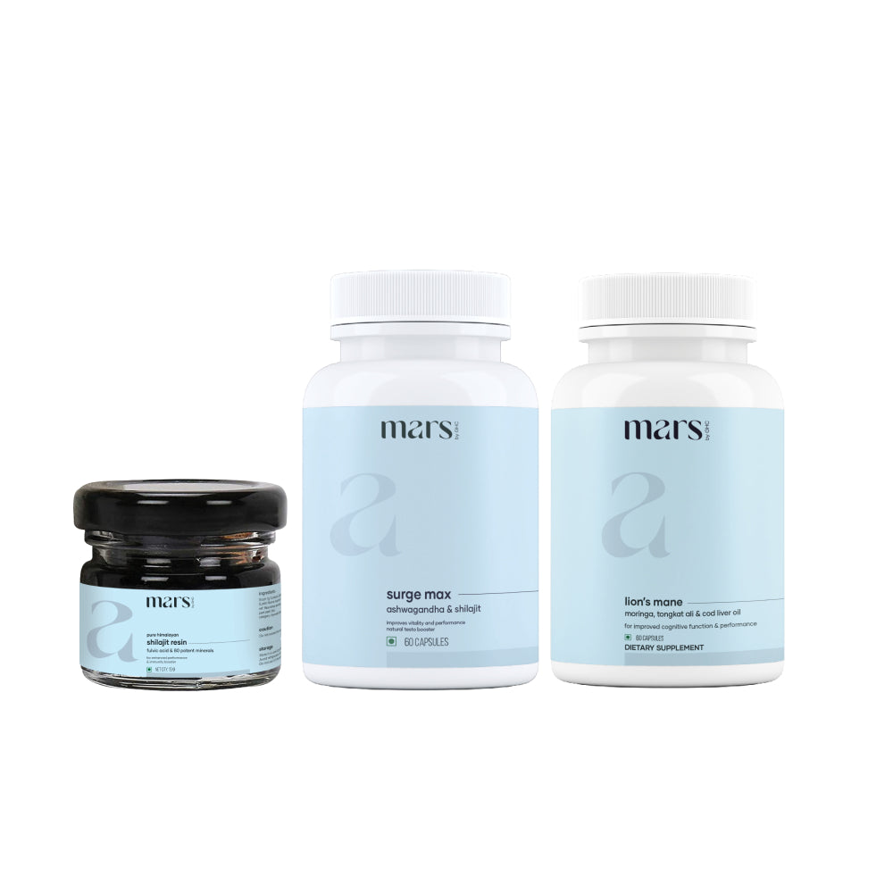 Mars Power Boost Combo: Pure Himalayan Shilajit Resin, Natural Ashwaga
