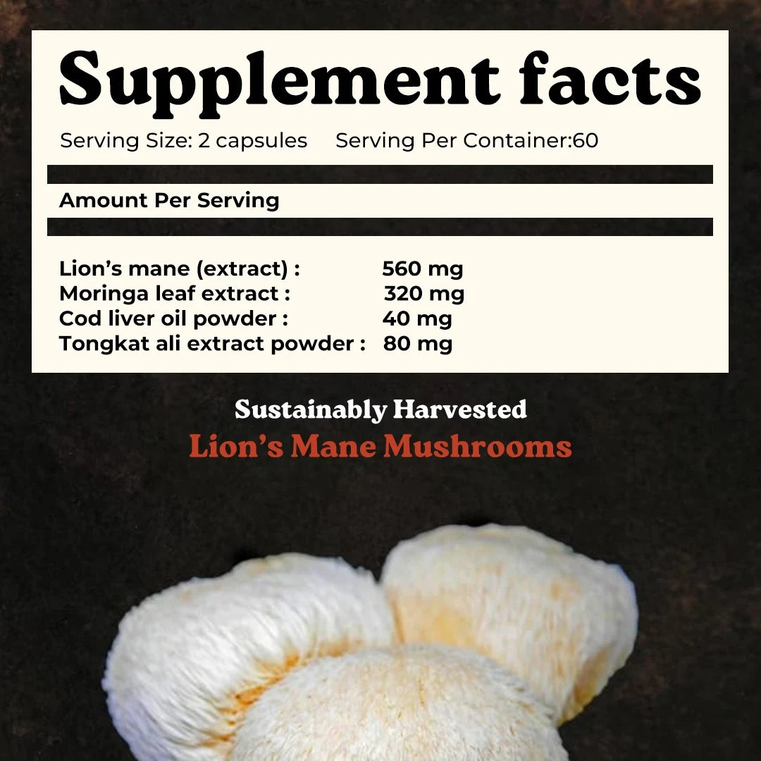 Mars Pure Lion's Mane Caps: Powered with Moringa, Tongkat Ali & Cod Li