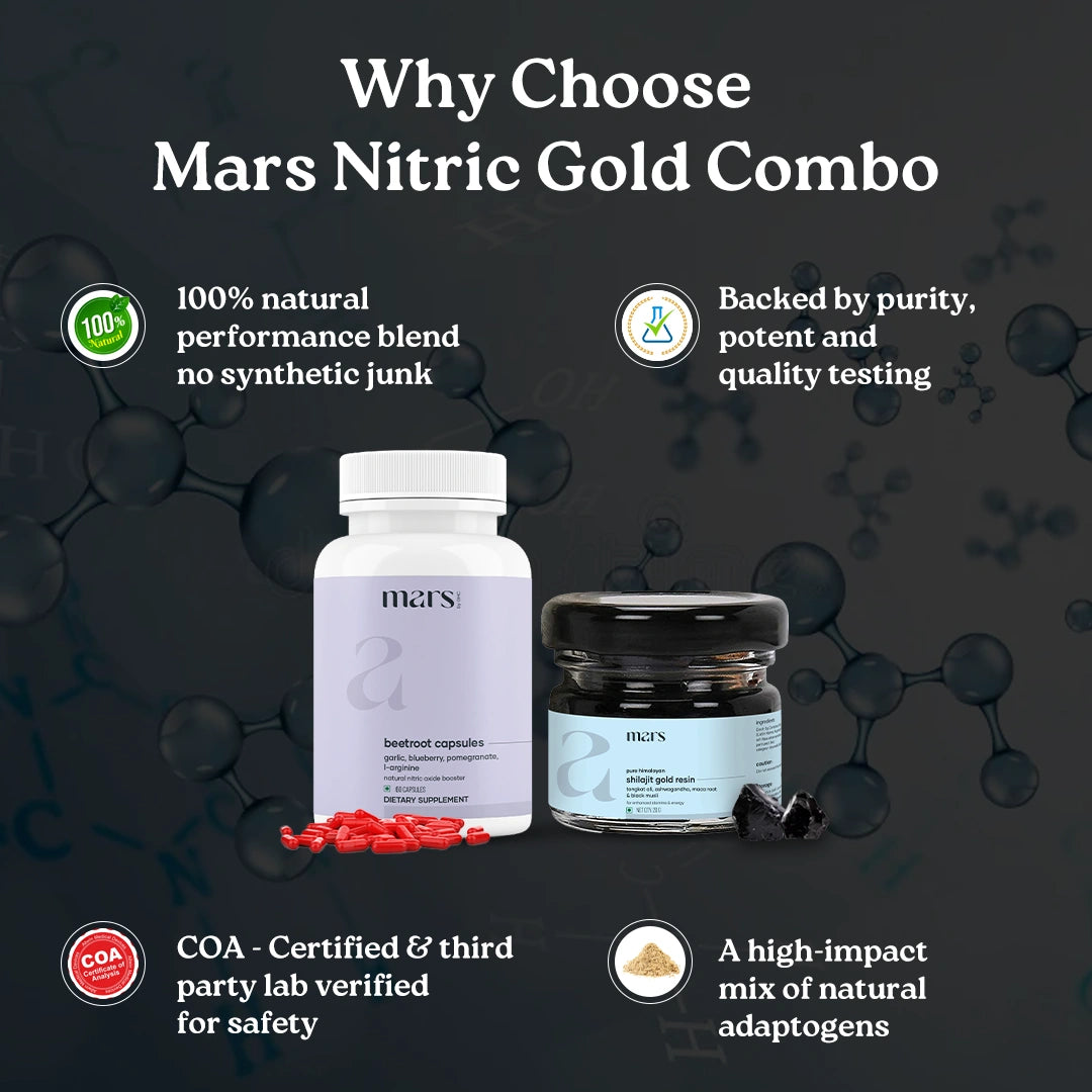 Nitric Gold Combo: Beetroot NO & Shilajit Gold | Mars