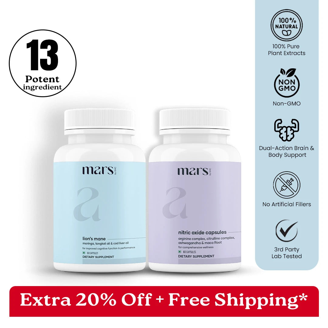 Mars Vitality Max - Natural Lions Mane & Nitric Oxide Capsules