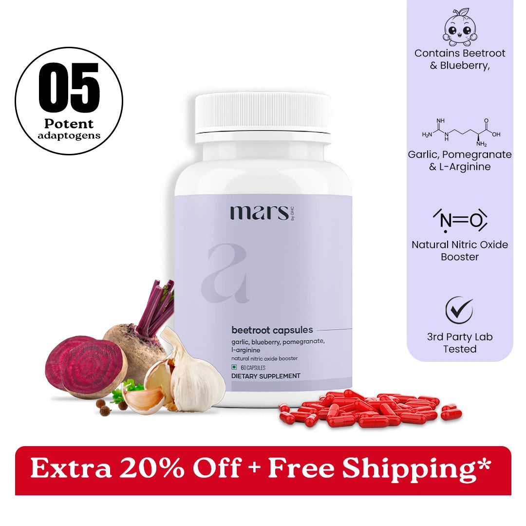 Mars Natural Nitric Oxide Booster | Beetroot, L-Arginine for Blood Flow & Energy - Mars by GHC