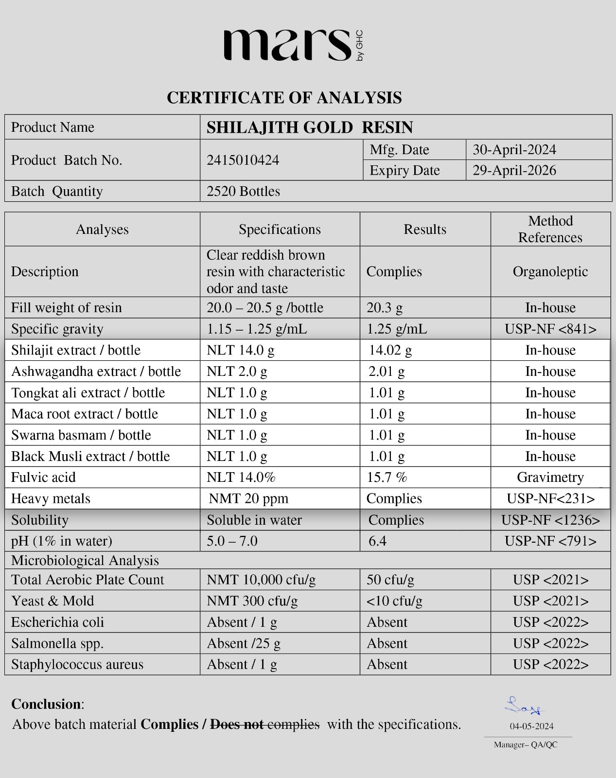 Mars Pure Himalayan Shilajit Gold Resin: Powered with Ashwagandha, Mac