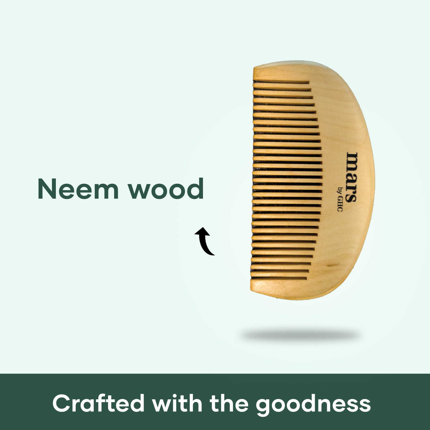 Wooden Beard Comb: Neem Wood for Styling | Mars GHC