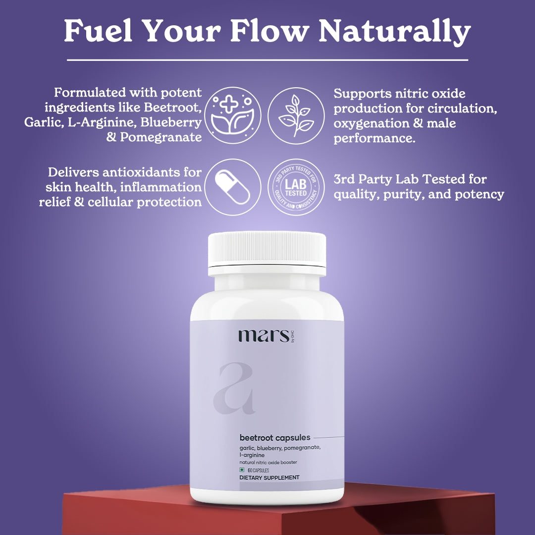 Mars Natural Nitric Oxide Booster: Powered by Beetroot, Garlic, Bluebe